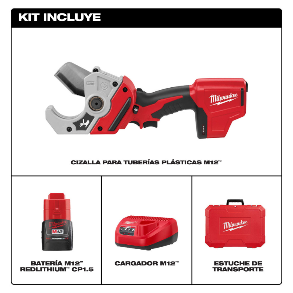 Kit de cizalla para tuberías plásticas M12 Milwaukee 2470-21 ...